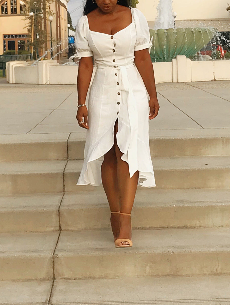 Calla Lily Button Front Midi Dress – La BellaVida